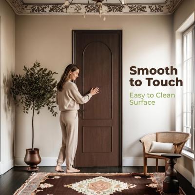 China Stable Recessed Panel Solid Core Wood Door Prehung Interior Design Deep Walnut Finish Easy-Clean Surface for sale