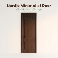 China Nordic Arch-Top Solid Core Wood Door Natural Wood Interior Design Smooth Easy-Clean Modern Home Entryway for sale