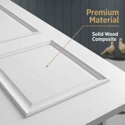 China White Raised Panel Solid Wood Bathroom Door Noise Reducing Entrance Design Humidity Resistant Privacy Bedroom for sale