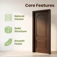 China Nordic Minimalist Custom Solid Wood Door Curved Panel Natural Walnut Veneer Front Entry Smooth Easy-Clean for sale
