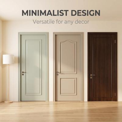 China Multi-Color Recessed Panel Wooden Door 6 Panel Solid Wood Interior Design Sage Green Beige Walnut Versatile Home for sale