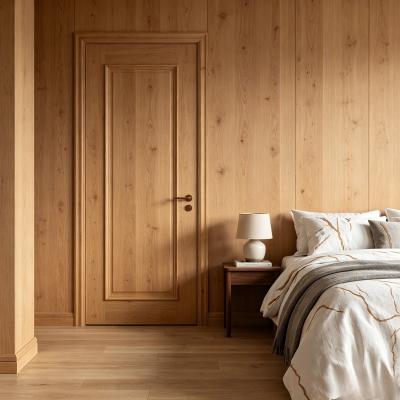 China Two-Tone Real Wood Interior Doors Indoor Wooden Doors Raised Curved Molded Panel Heavy-Duty Household Entry for sale