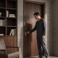 China Dual-Design Two Panel Solid Core Interior Doors Custom Solid Wood Doors Minimalist Real Veneer Noise-Dampening Unit for sale