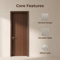 China Fluted Modern Solid Core Interior Doors Solid Core Composite Interior Doors Dark Walnut Silent Lock Acoustic Modern Home for sale