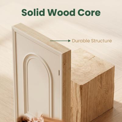 China Door Leaf Thickness 40 45 50mm or Customize White Oak Interior Doors Arched Raised Double Panel Sound Insulating Bedroom Workspace White Wooden Doors for sale