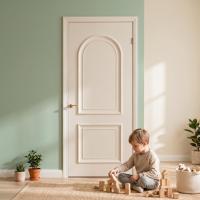China Quiet-Close Solid Core Bedroom Door Prehung Solid Core Wood Interior Doors Arched Raised Twin-Panel Sound-Block Nursery for sale
