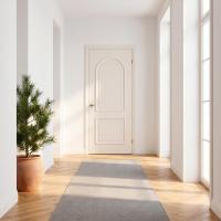 China Off-White Hardwood Interior Doors Solid Wood Cottage Doors Arched Raised Acoustic Swing Bedroom Hallway Suite for sale