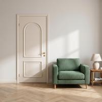 China Off-White Hardwood Interior Doors Solid Wood Cottage Doors Arched Raised Acoustic Swing Bedroom Hallway Suite for sale