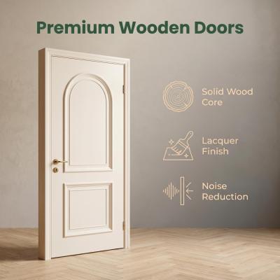 China Matte Solid Core Flush Interior Doors 2 Panel Wood Interior Doors Raised Arched Noise-Dampening Bedroom for sale