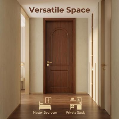 China Dark Brown Real Wood Doors Interior 2 Panel Solid Core Interior Doors Arched Raised Acoustic Swing Master Suite Office for sale