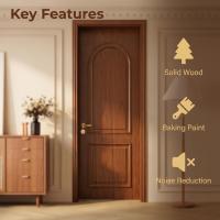 China Baking Paint Custom Solid Core Door Solid Wood Interior Doors Prehung Arched Raised Brass Fittings Soundproof Bedroom for sale