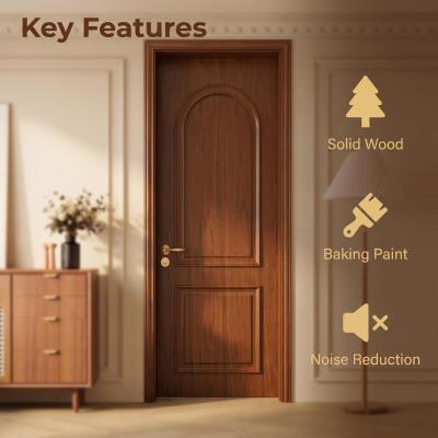 China Baking Paint Custom Solid Core Door Solid Wood Interior Doors Prehung Arched Raised Brass Fittings Soundproof Bedroom for sale