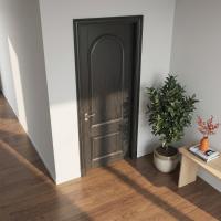 China Flawless Solid Core Interior Door Slab Interior Prehung Wood Doors Arched Raised Twin-Panel Seamless Living Room Study for sale