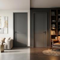 China Split-Panel Grey Solid Core Composite Interior Doors Solid Core Door With Frame Anti-Fingerprint Soundproof for sale