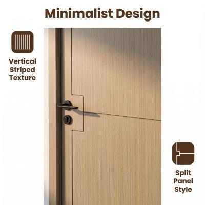 China Split-Panel Solid Core Slab Door Solid Core Veneer Doors Vertical Grain Oak Finish Moisture Scratch for sale