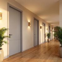 China Grain Split-Panel Wpc Wood Door Wpc Frame For Door Mold Mildew Resistant Bathroom Laundry for sale