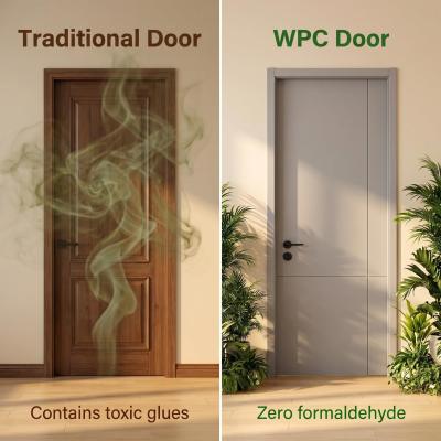 China Zero Formaldehyde Wpc Door With Frame Wpc Doors For Bathrooms Slab Design Single Swing Bathroom for sale