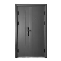 China Matte Black American Steel Doors Big Metal Door Weather-Resistant Smart Lock Panel Home for sale