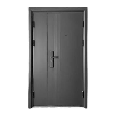 China Matte Black American Steel Doors Big Metal Door Weather-Resistant Smart Lock Panel Home for sale