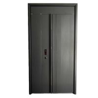 China Matte Black American Steel Doors Big Metal Door Weather-Resistant Smart Lock Panel Home for sale