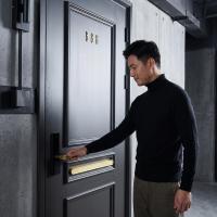 China Industrial Matte Black Black Iron Security Doors Black Metal Exterior Doors Smart Lock Mail Slot Plate for sale