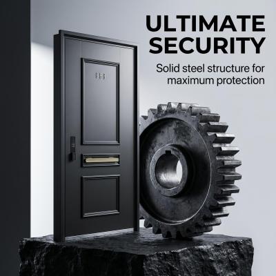 China Industrial Matte Black Black Iron Security Doors Black Metal Exterior Doors Smart Lock Mail Slot Plate for sale