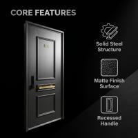 China Recessed Handle Black Metal Front Door Black Steel Doors Smart Lock Mail Slot Apartment Home for sale