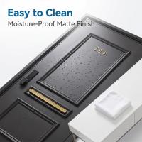 China Heavy-Duty Black Steel Entry Door Black Steel Frame Doors Moisture-Proof Smart Lock Mail Slot Plate for sale