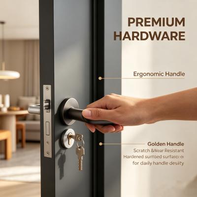 China Aluminum Alloy Black Door Handles Matte Black Door Handles Interior Silver Satin Gold Scratch-Resistant Minimalist for sale