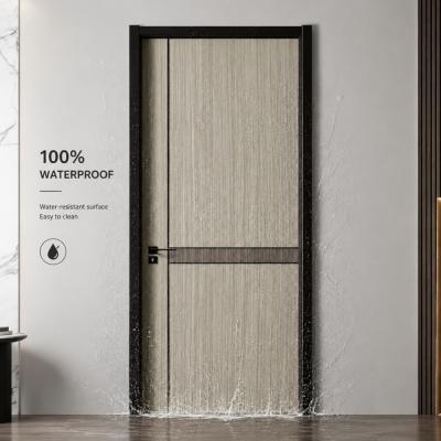 China Luxury WPC Door Waterproof Wood Composite Interior Door for Bedroom Bathroom for sale