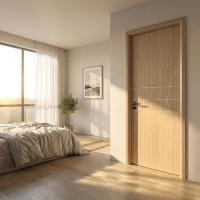 China Soundproof Minimalist Design Solid Wood Interior Door Customizable WPC Interior Door for Hotel Renovation for sale
