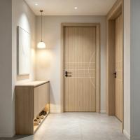 China Soundproof Minimalist Design Solid Wood Interior Door Customizable WPC Interior Door for Hotel Renovation for sale