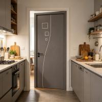 China Flame Retardant WPC Interior Door with Oak Finish and Water Resistant WPC Door for Apartment Renovation for sale
