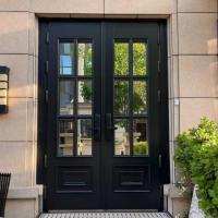 China French Style Arched Grid Glass Solid Wood Interior Door with Solid Wood Frame for Villa Hotel Hospital Dining Front for sale