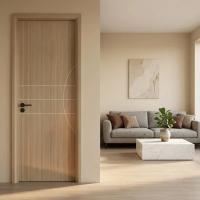 China Customizable Solid Wood Barn Door with Heat Transfer Wood Grain, Space Saving and Water Resistant for Apartment Villa for sale