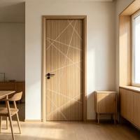 China Contemporary Solid Wood Interior Door with Custom Color Wood Grain Finish and Push Pull Operation for Residential and Commercial Use for sale