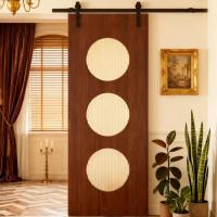 China Waterproof Customizable Space Saving Solid Wood Interior Door Modern Barn Door for Bedroom and Bathroom for sale