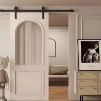 China Waterproof Customizable Space Saving Solid Wood Interior Door Modern Barn Door for Bedroom and Bathroom for sale