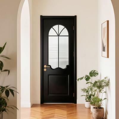 China Modern Glass Panel Lacquered Solid Wood Interior Door Swing Style for Hotel and Kitchen Use for sale