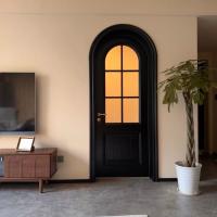 China Modern Glass Panel Lacquered Solid Wood Interior Door Swing Style for Hotel and Kitchen Use for sale
