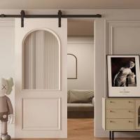 China Water Resistant Easy-Clean Glass Barn Door Modern Minimalist Glass Sliding Door for Bedroom and Kitchen for sale