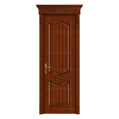 China Water Resistant Dark Brown Painted Solid Wood Interior Door for Home Bedroom Hotel Villa Kitchen Bathroom for sale