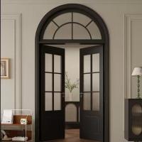 China French Arched Well Sealed Sliding Solid Wood Interior Door Custom Wooden Interior Door for Villa Hospital for sale