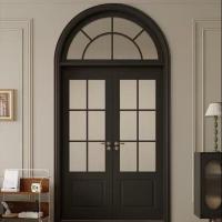 China French Arched Well Sealed Sliding Solid Wood Interior Door Custom Wooden Interior Door for Villa Hospital for sale