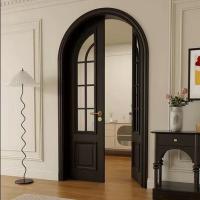 China French Arched Well Sealed Sliding Solid Wood Interior Door Custom Wooden Interior Door for Villa Hospital for sale
