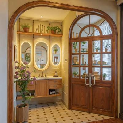 China Modern Luxury Black Double Opening Solid Wood Interior Door with Security for Finished Home Use for sale