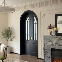 China Modern Luxury Black Double Opening Solid Wood Interior Door with Security for Finished Home Use for sale