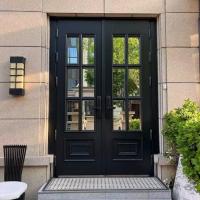 China Modern Luxury Black Double Opening Solid Wood Interior Door with Security for Finished Home Use for sale
