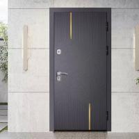 China Waterproof Anti Pry Wood Grain Steel Security Entry Door Customized Steel Security Door for House Cabin Mountain Retreat for sale