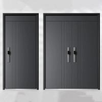 China Waterproof Anti Pry Wood Grain Steel Security Entry Door Customized Steel Security Door for House Cabin Mountain Retreat for sale